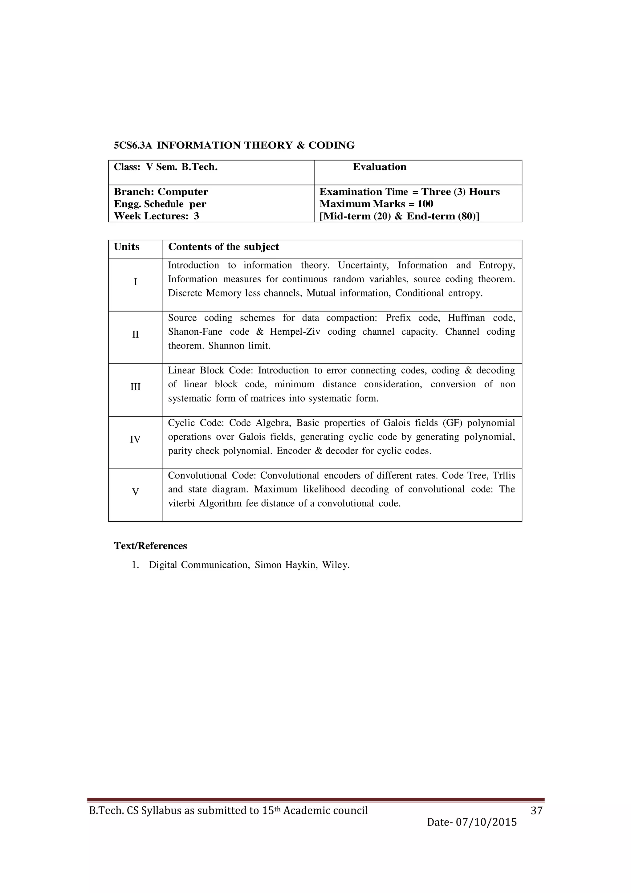 rtu cs branch syllabus | PDF