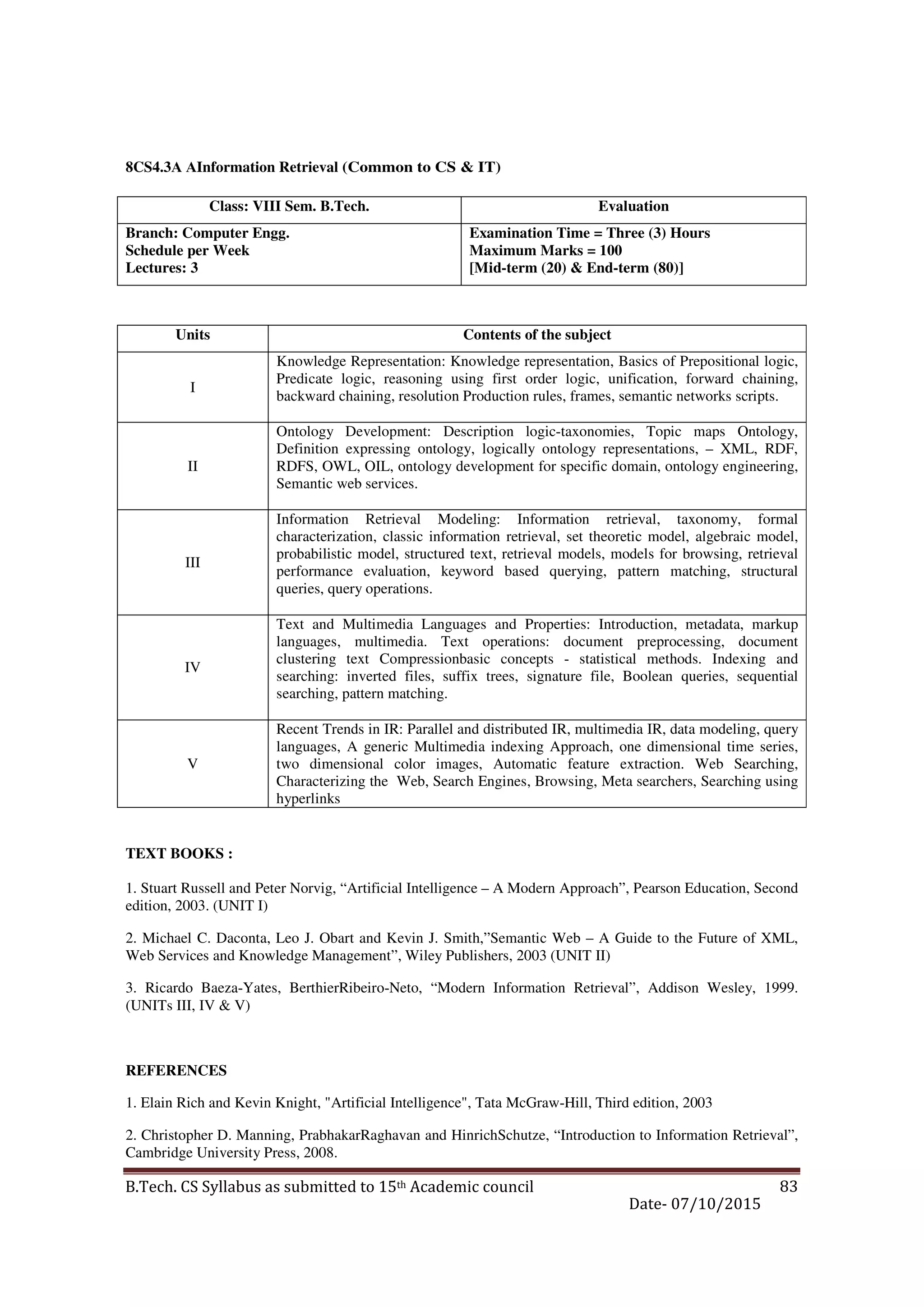 rtu cs branch syllabus | PDF