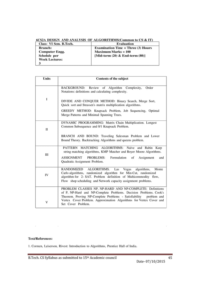 rtu cs branch syllabus | PDF