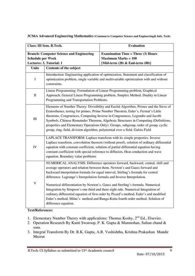 rtu cs branch syllabus | PDF