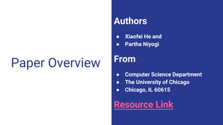 CS404 Pattern Recognition - Locality Preserving Projections | PPT