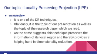 CS404 Pattern Recognition - Locality Preserving Projections | PPT