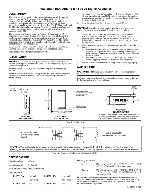 Edwards Signaling CS405-7A-T Installation Manual | PDF