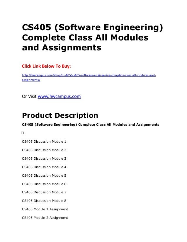Cs405 (software engineering) complete class all modules and assignmen…