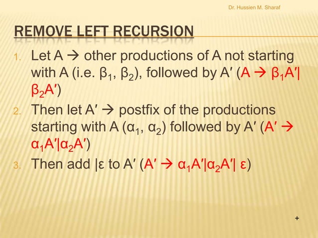 Cs419 Lec10 Left Recursion And Left Factoring Ppt
