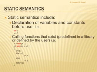 Cs419 lec12 semantic analyzer | PPTX