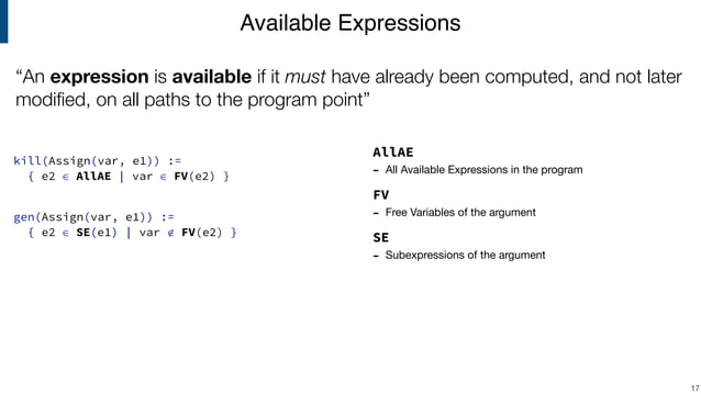 Compiler Construction | Lecture 11 | Monotone Frameworks | PDF