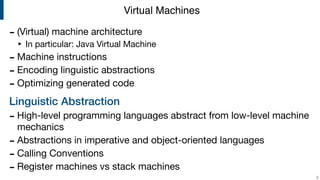 Compiler Construction | Lecture 12 | Virtual Machines | PPT