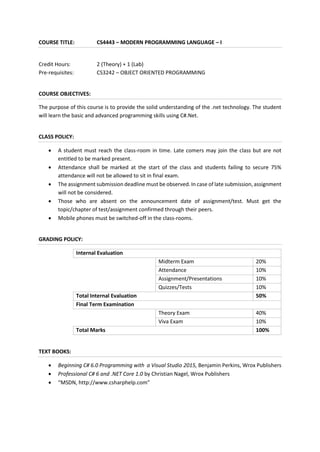 CS4443 - Modern Programming Language I | PDF