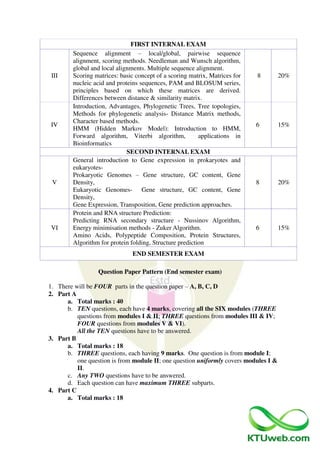 KTU CS465 bioinformatics syllabus | PDF