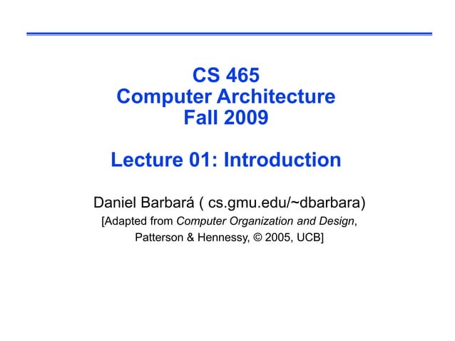 CS465Lec1.ppt computer architecture in the fall term | PPT | Operating Systems | Computer ...