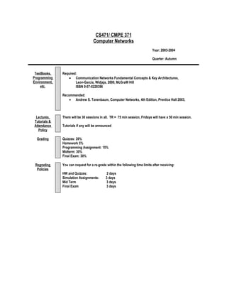 Cs 471 C Omputer Networks | PDF