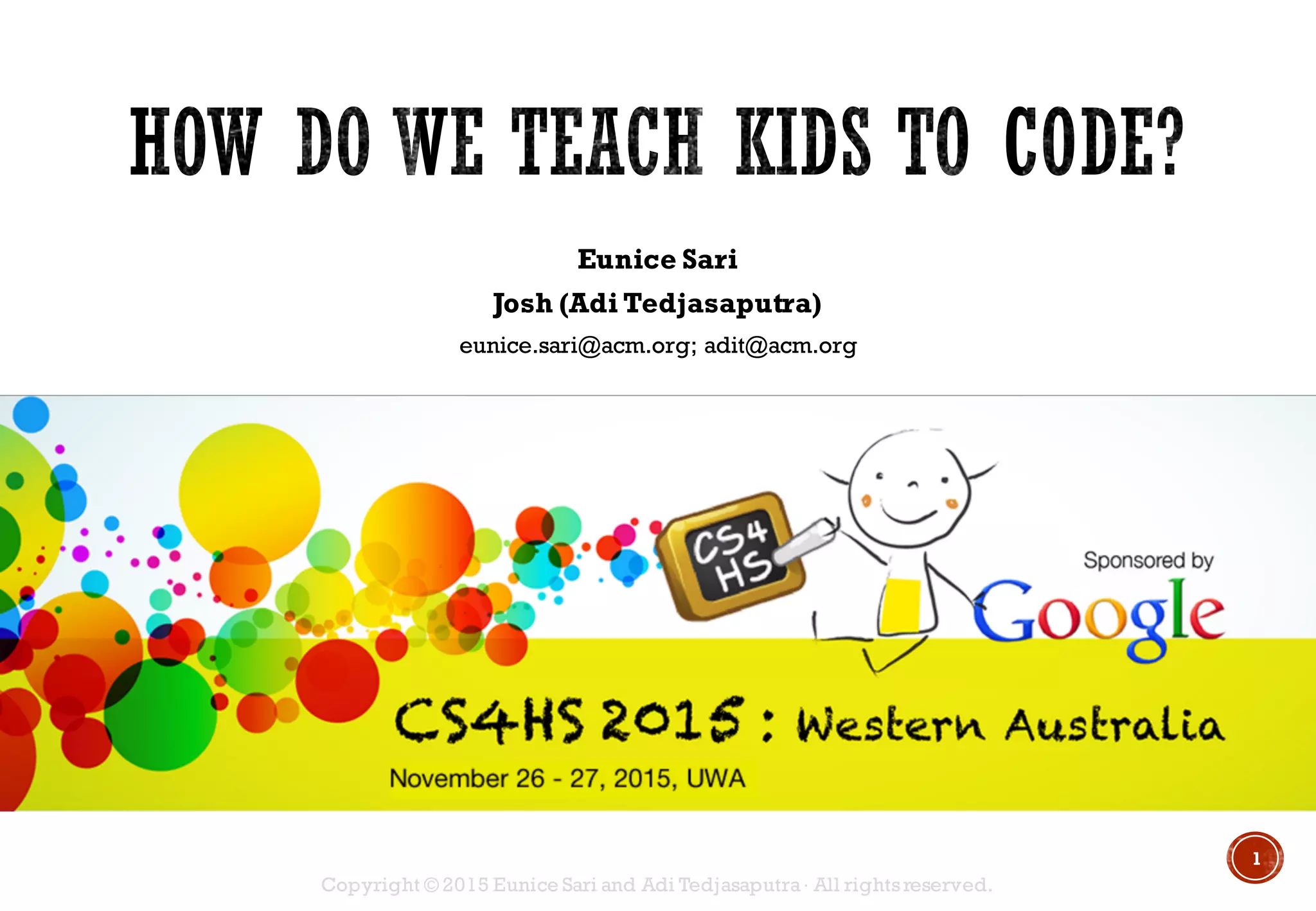 How do we teach kids to code? | PPT