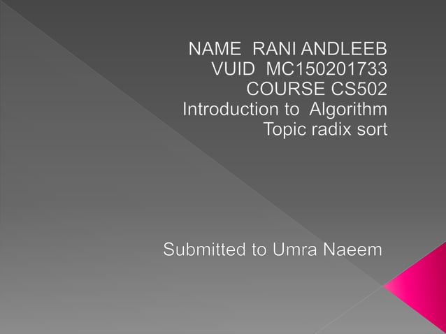RADIX SORT | PPTX | Computing | Technology & Computing