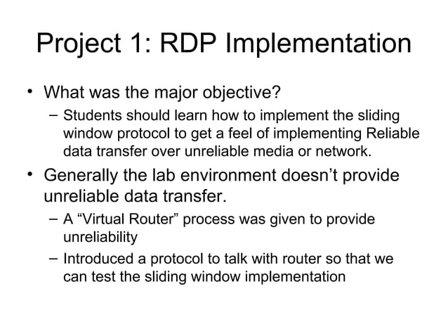 CS521 Network Architecture II : Project Review | PPT