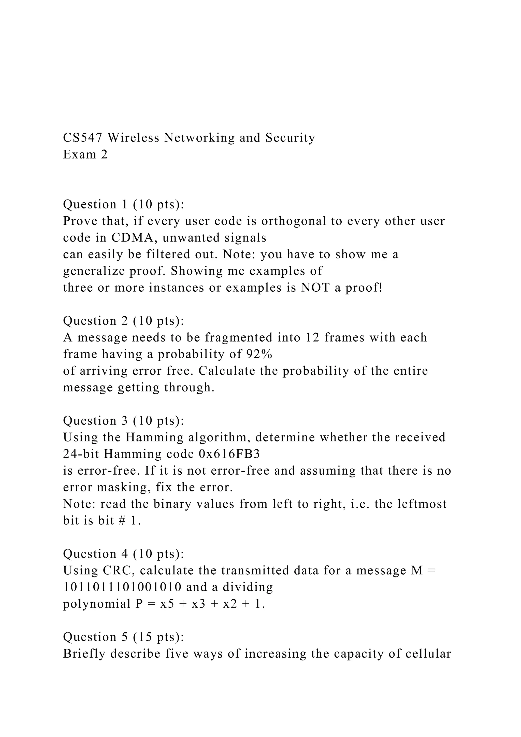 CS547 Wireless Networking and Security Exam 2 Questio.docx