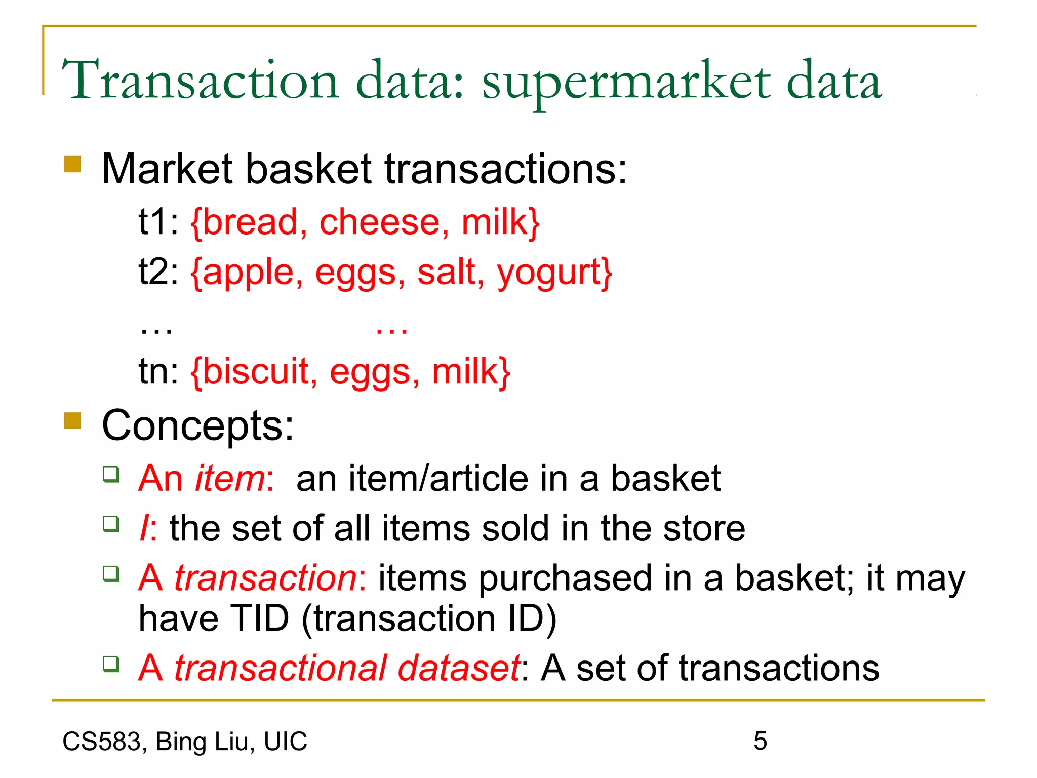 Cs583 association-sequential-patterns | PPT
