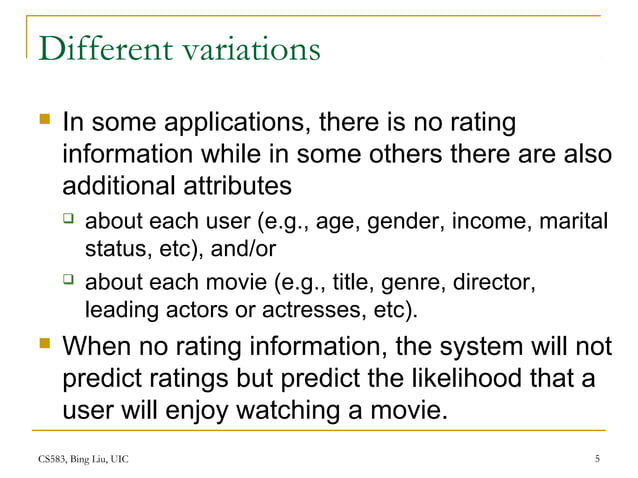 Cs583 Recommender Systems Ppt Operating Systems Computer Software And Applications
