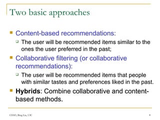 Cs583 recommender-systems | PPT | Operating Systems | Computer Software and Applications