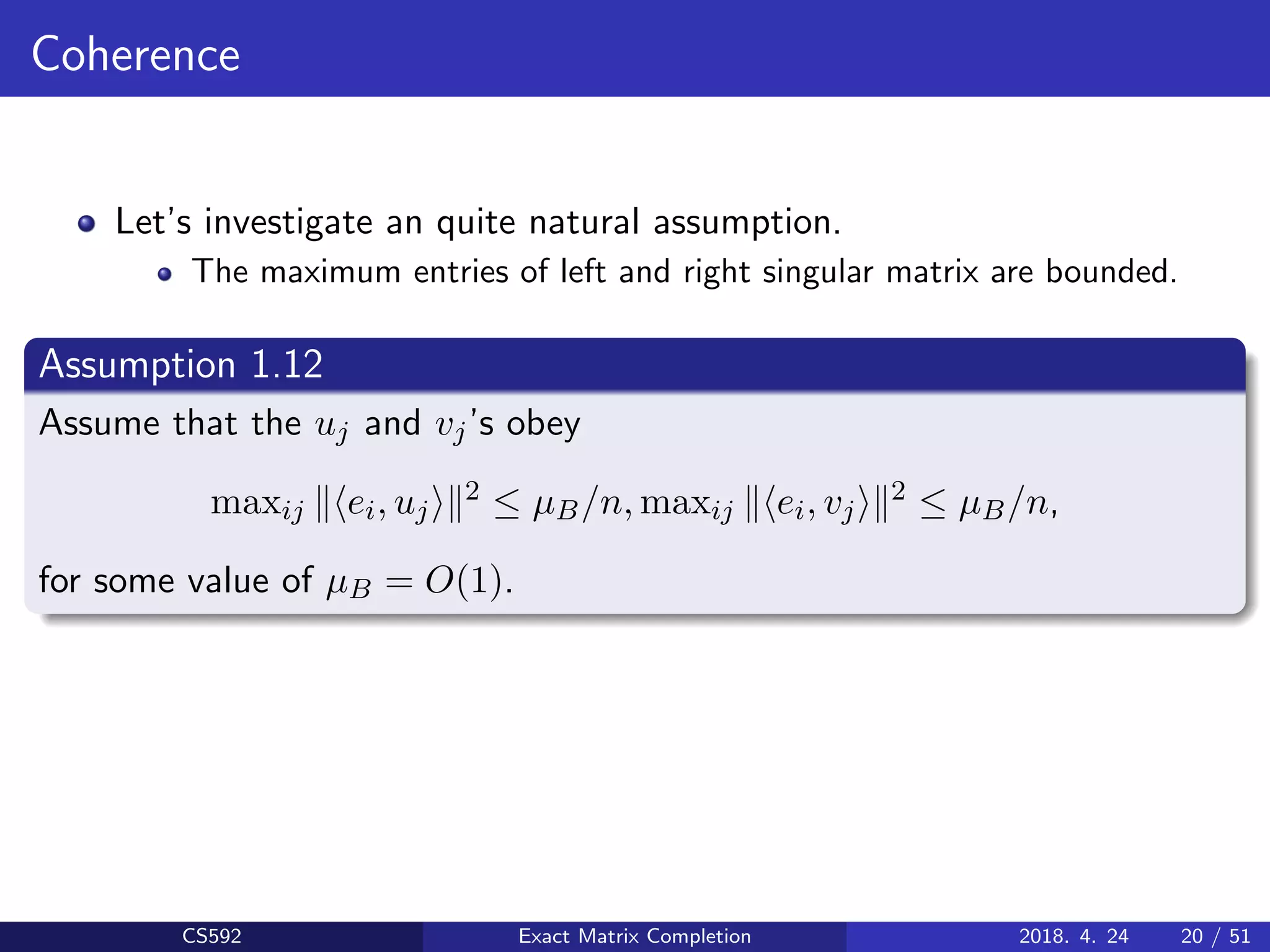 Exact Matrix Completion via Convex Optimization Slide (PPT) | PPT