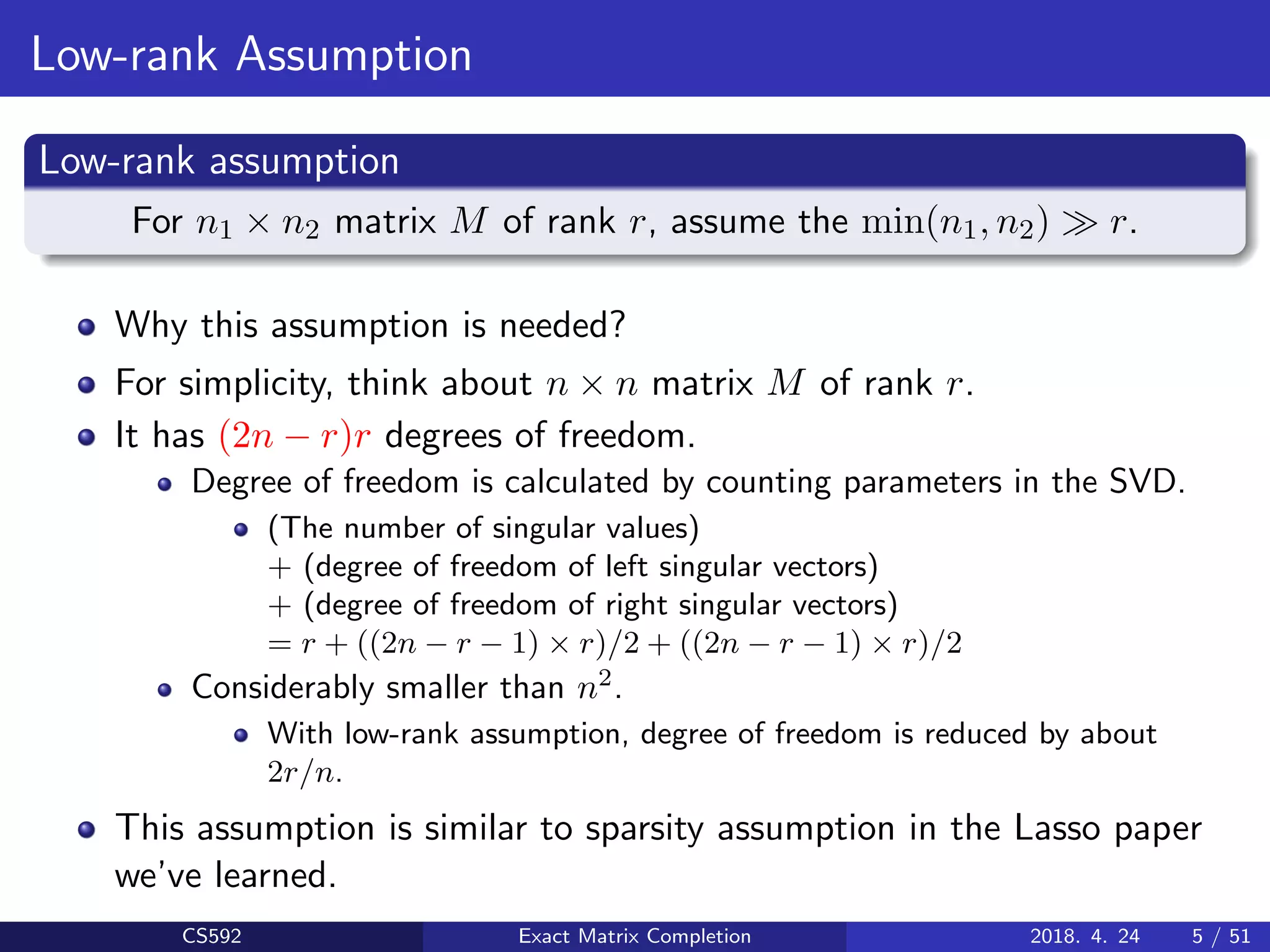 Exact Matrix Completion via Convex Optimization Slide (PPT) | PPT