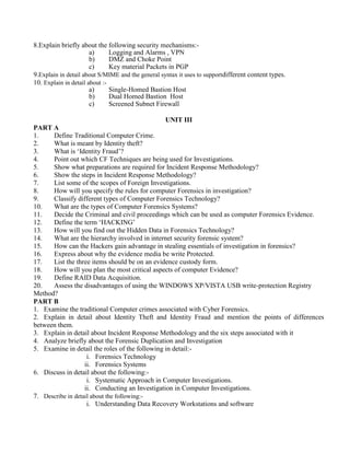 Cs6004 cyber fofrensics_qb | PDF