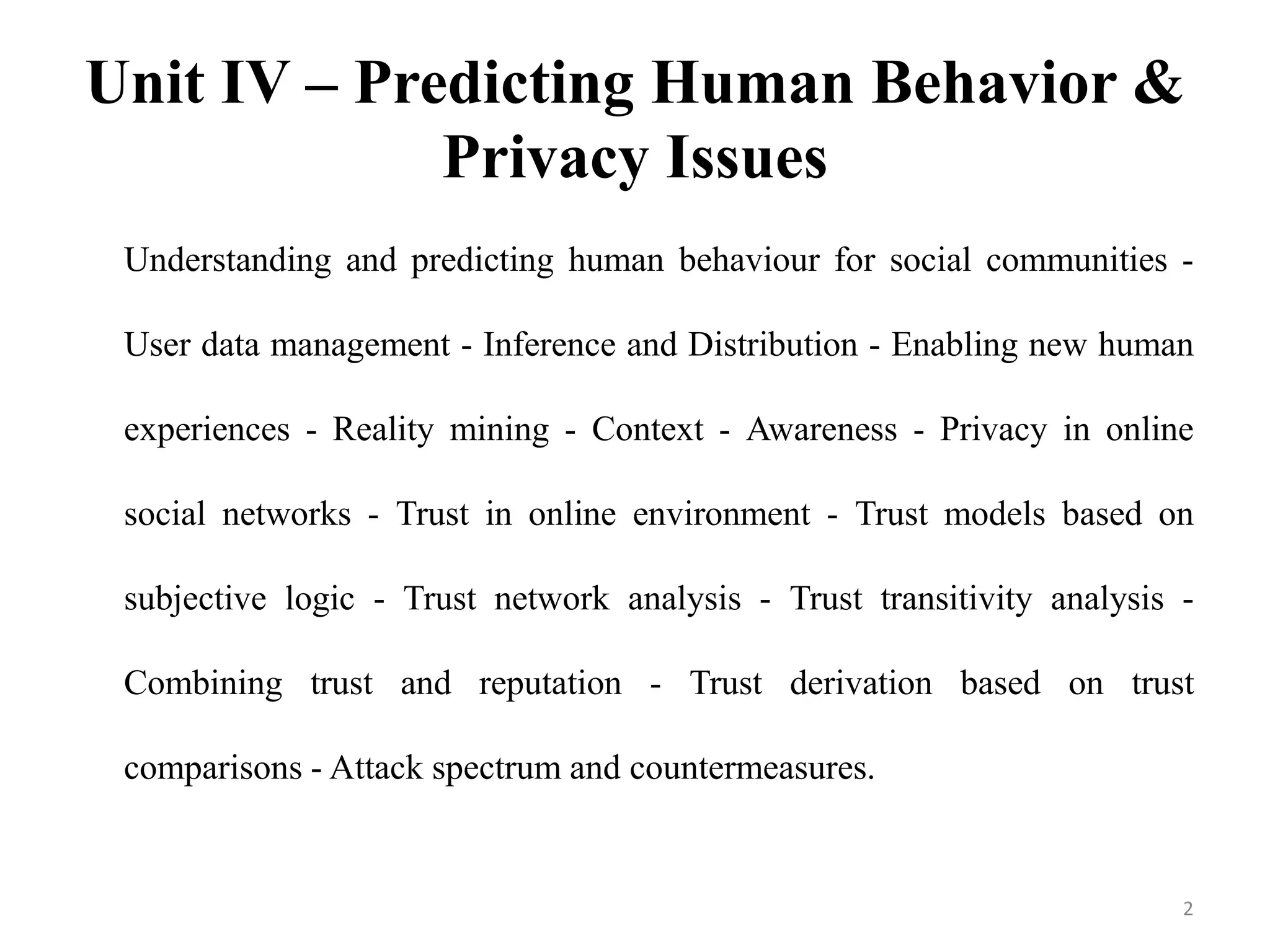 CS6010 Social Network Analysis Unit IV | PDF
