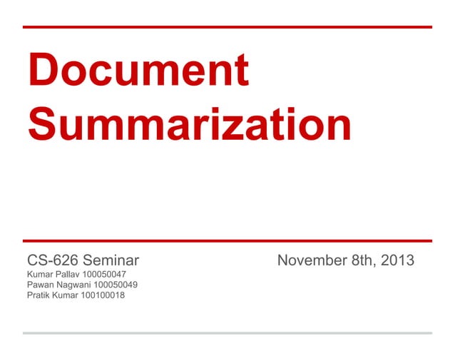 Document Summarization | PPT