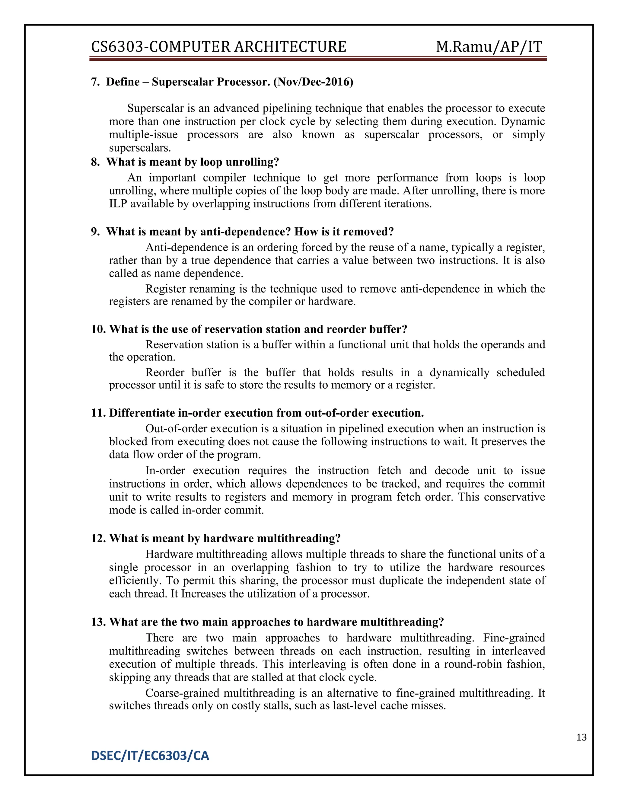 computer system organization and architecture | PDF