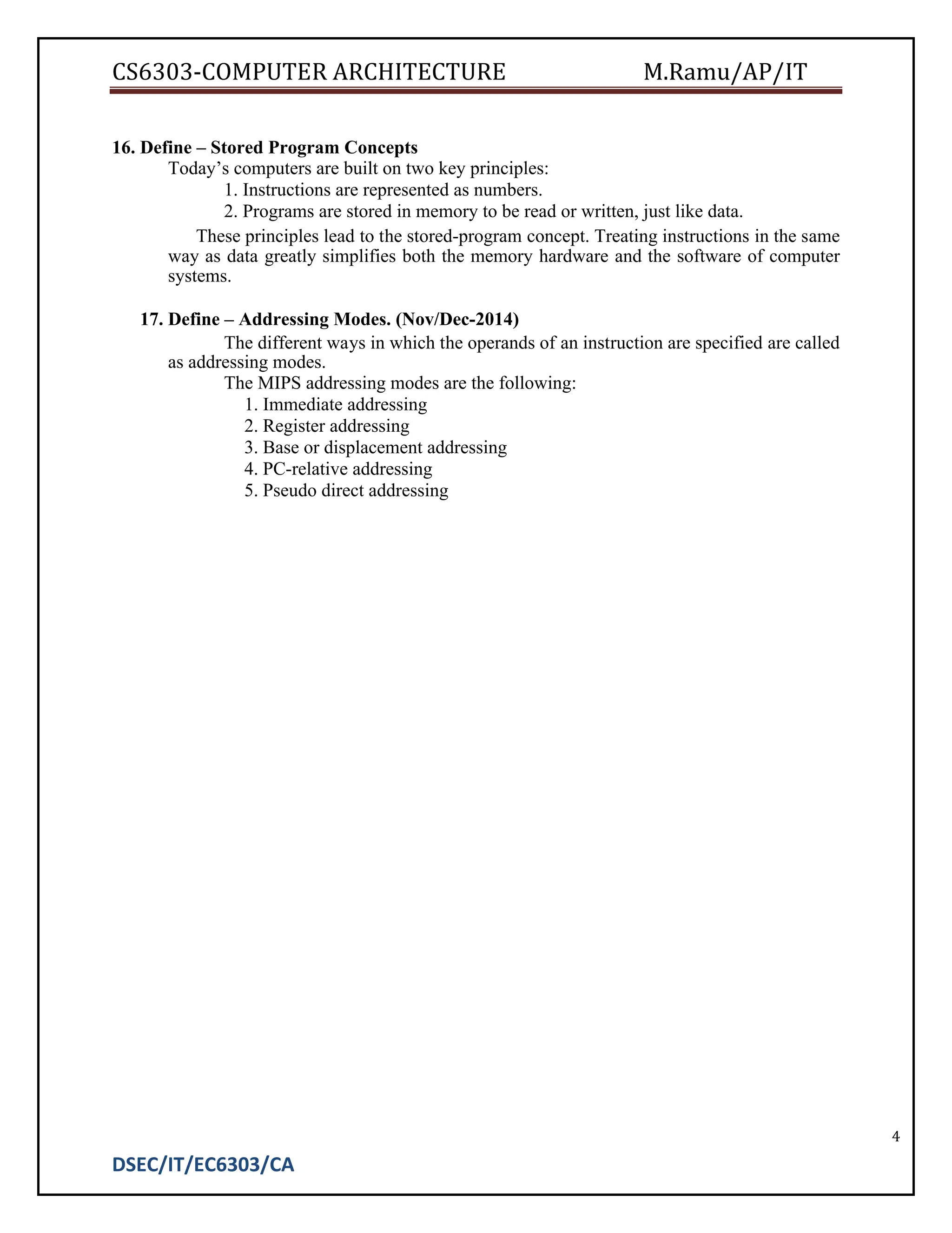 computer system organization and architecture | PDF