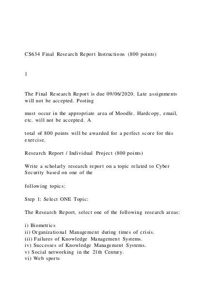 CS634 Final Research Report Instructions (800 points) 1 | PDF