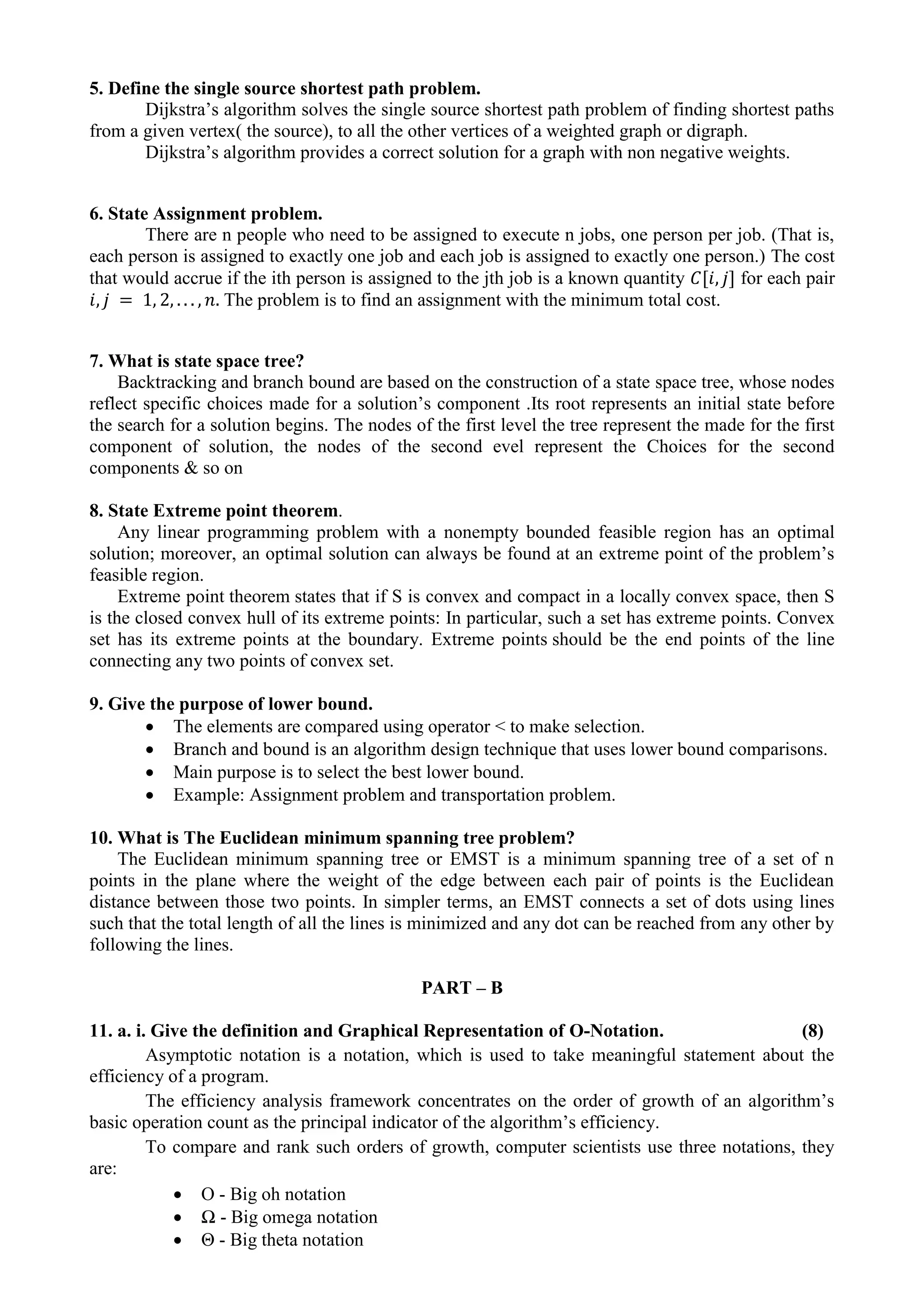 Cs6402 design and analysis of algorithms may june 2016 answer key | PDF