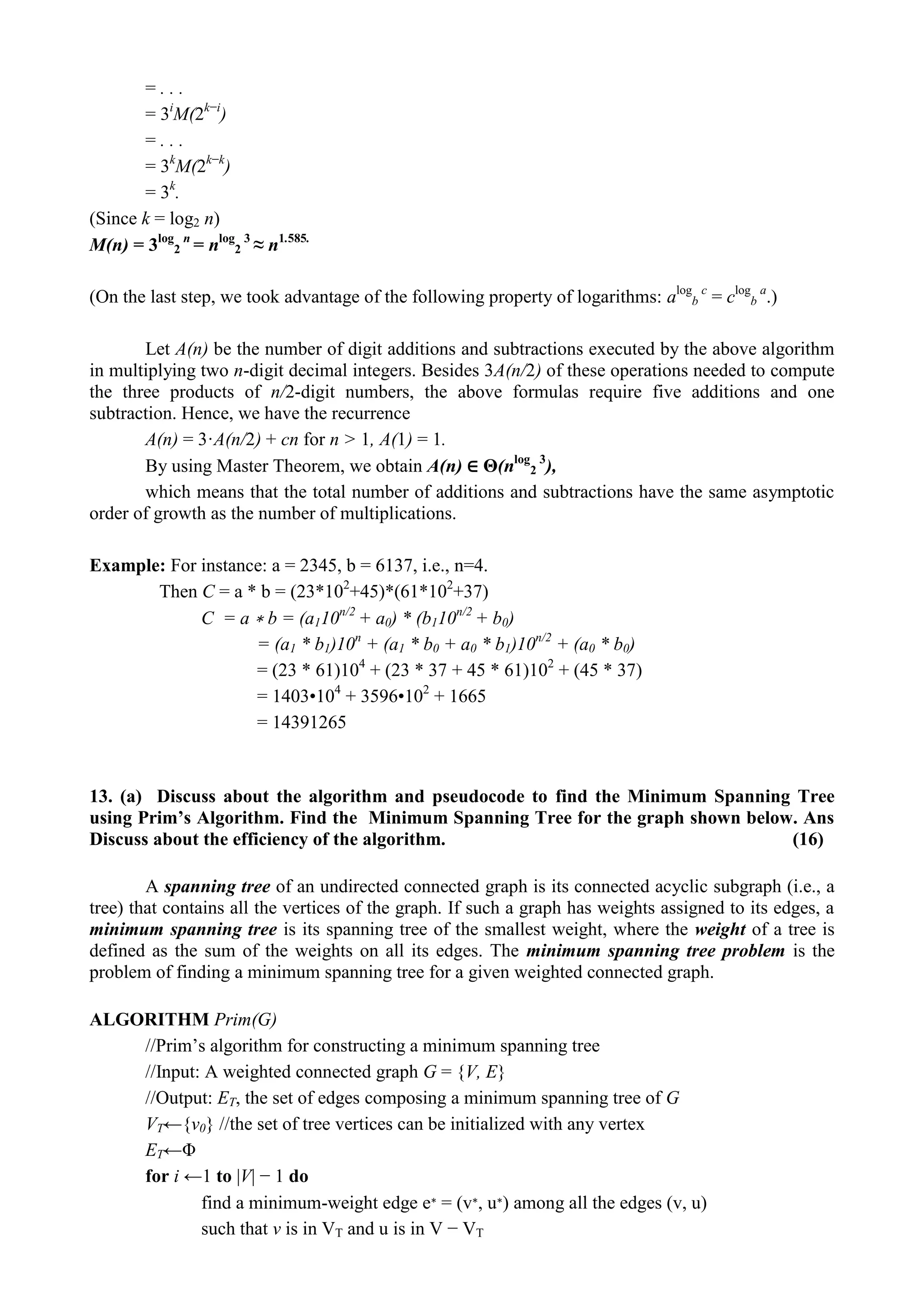 Cs6402 design and analysis of algorithms may june 2016 answer key | PDF