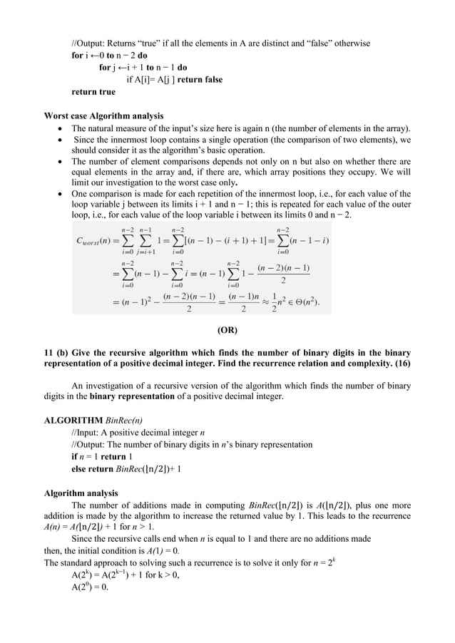 Cs6402 design and analysis of algorithms may june 2016 answer key | PDF