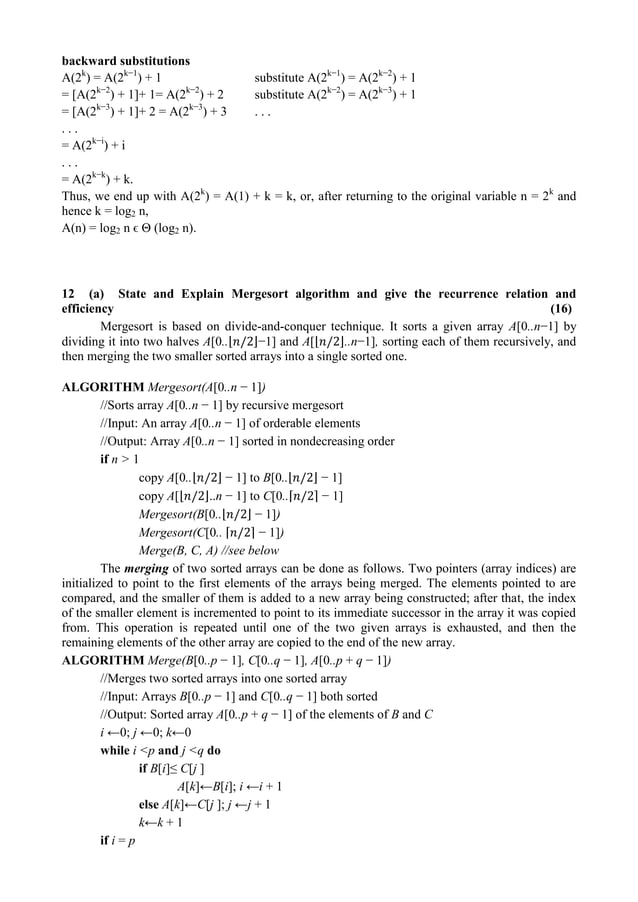 Cs6402 Design And Analysis Of Algorithms May June 2016 Answer Key