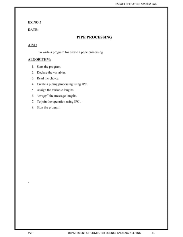 Cs6413 operating-systems-laboratory | PDF