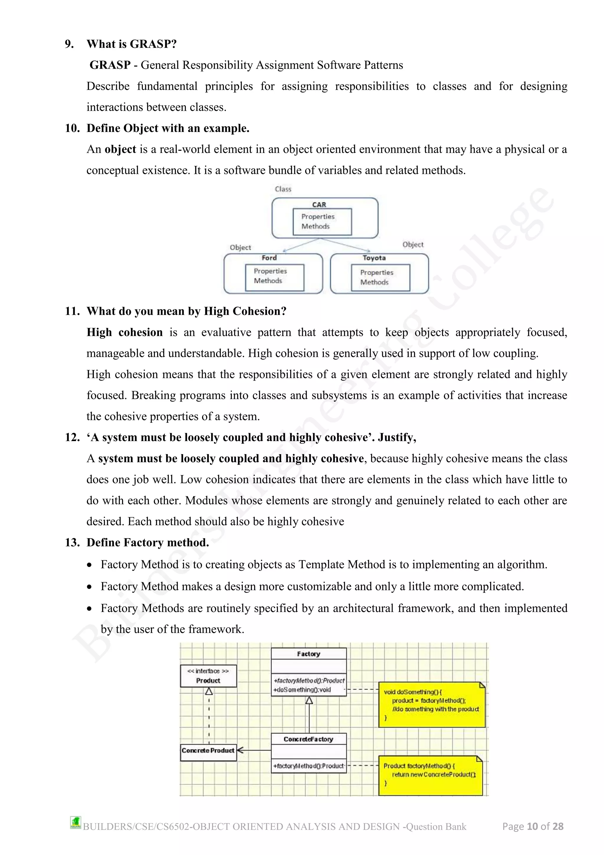 CS6502 OOAD - Question Bank and Answer | PDF