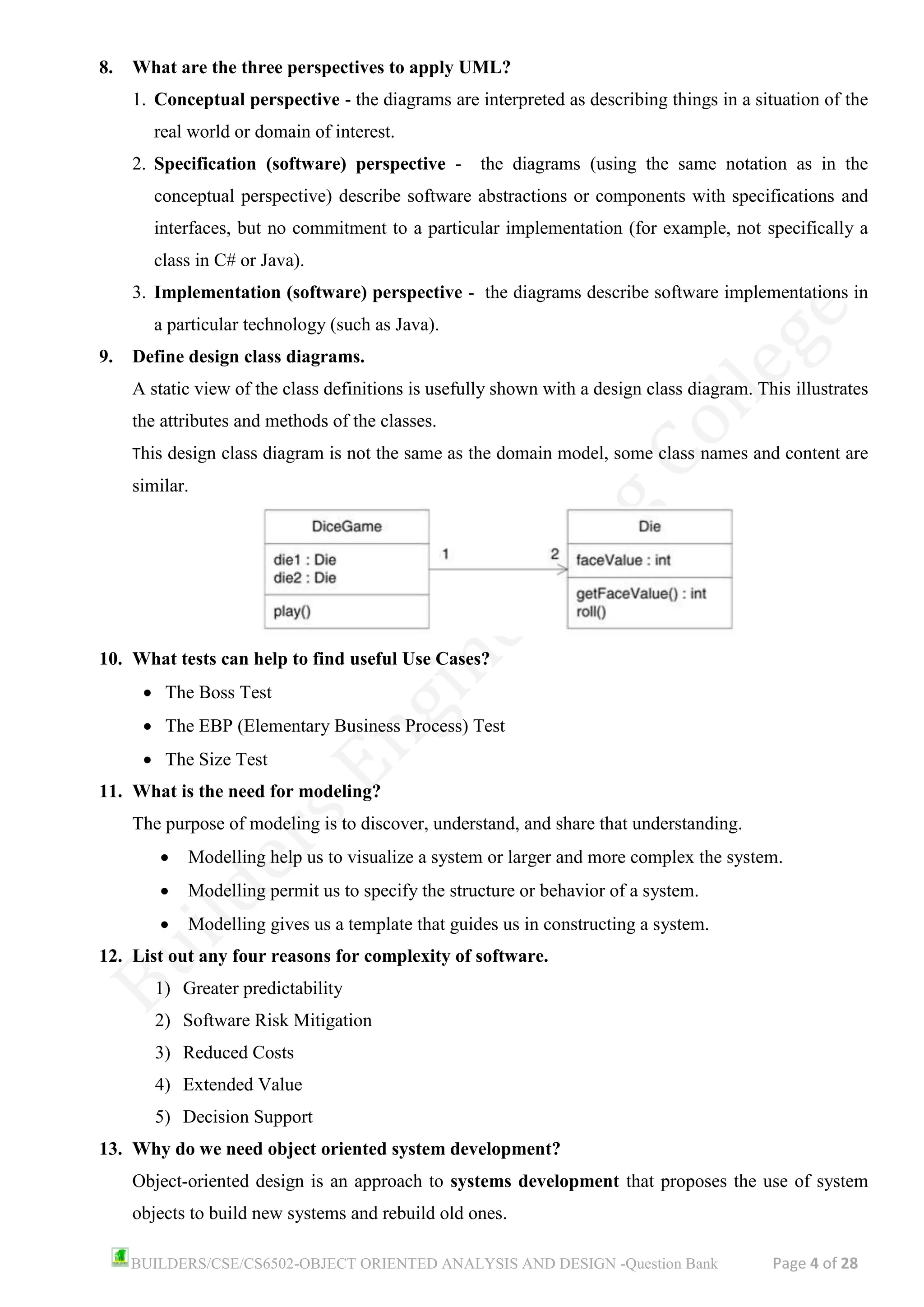 CS6502 OOAD - Question Bank and Answer | PDF