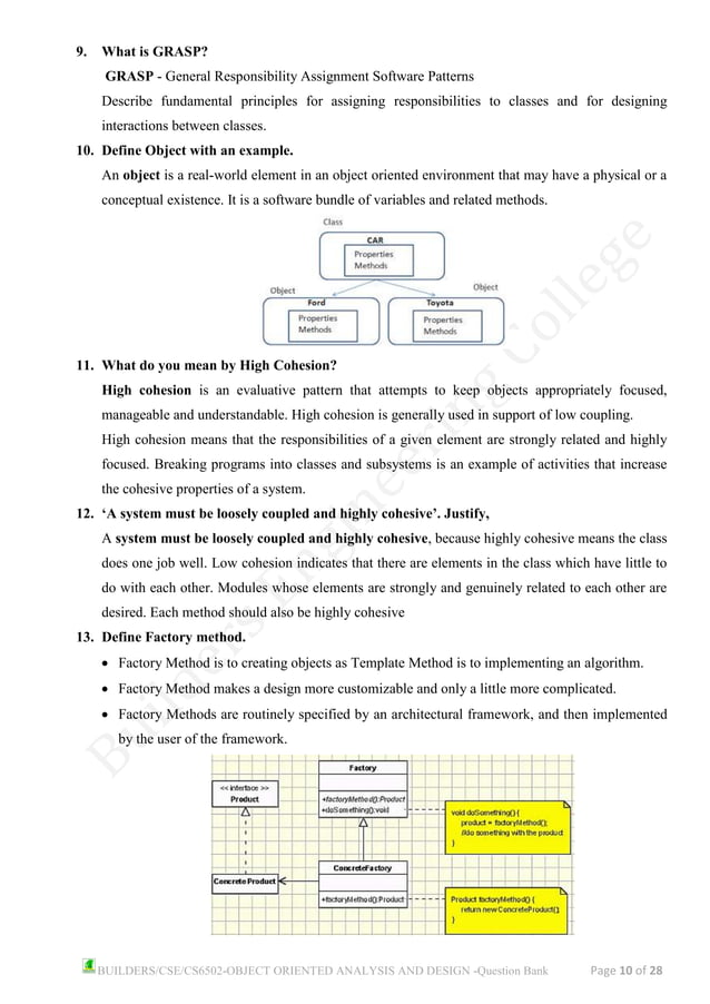 CS6502 OOAD - Question Bank and Answer | PDF