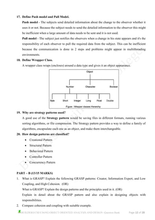 CS6502 OOAD - Question Bank and Answer | PDF