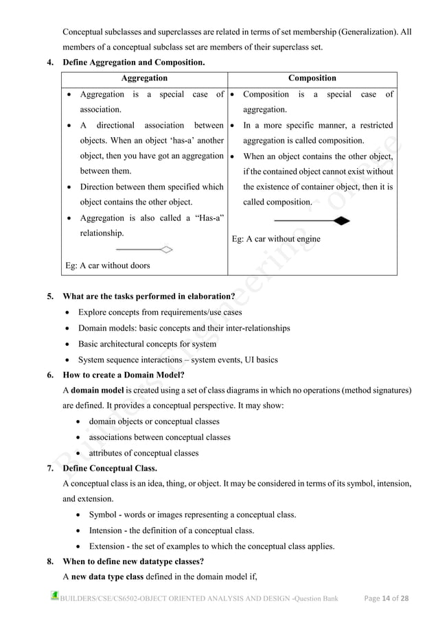 CS6502 OOAD - Question Bank and Answer | PDF