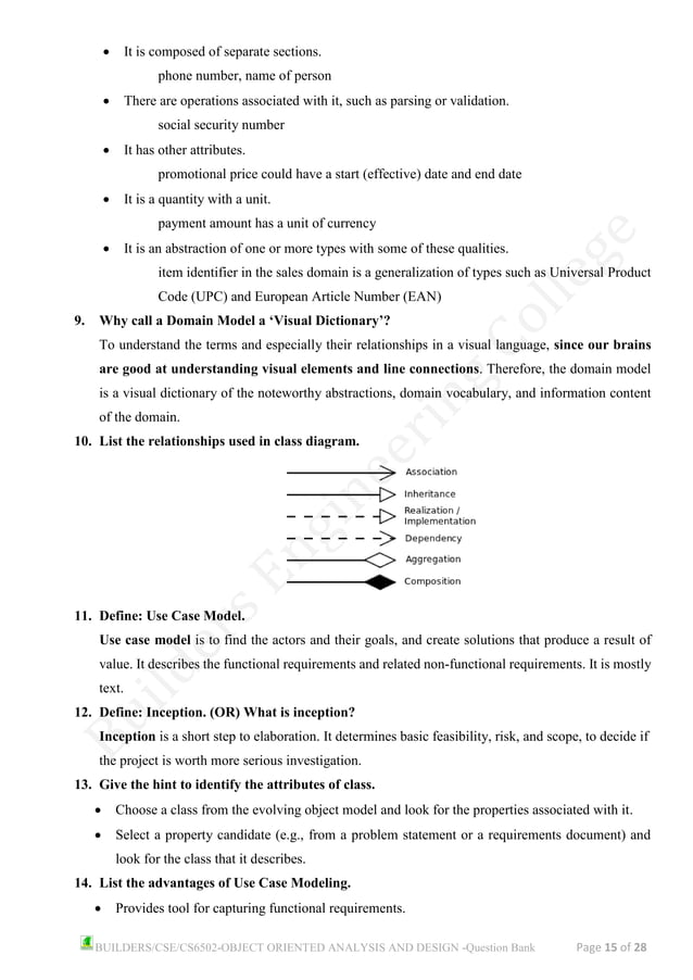 CS6502 OOAD - Question Bank and Answer | PDF