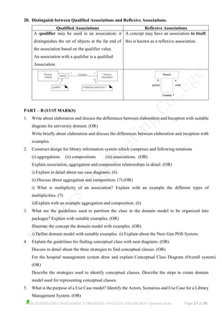 CS6502 OOAD - Question Bank and Answer | PDF