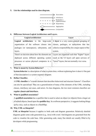 CS6502 OOAD - Question Bank and Answer | PDF