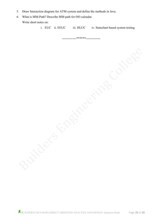 CS6502 OOAD - Question Bank and Answer | PDF