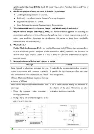 CS6502 OOAD - Question Bank and Answer | PDF