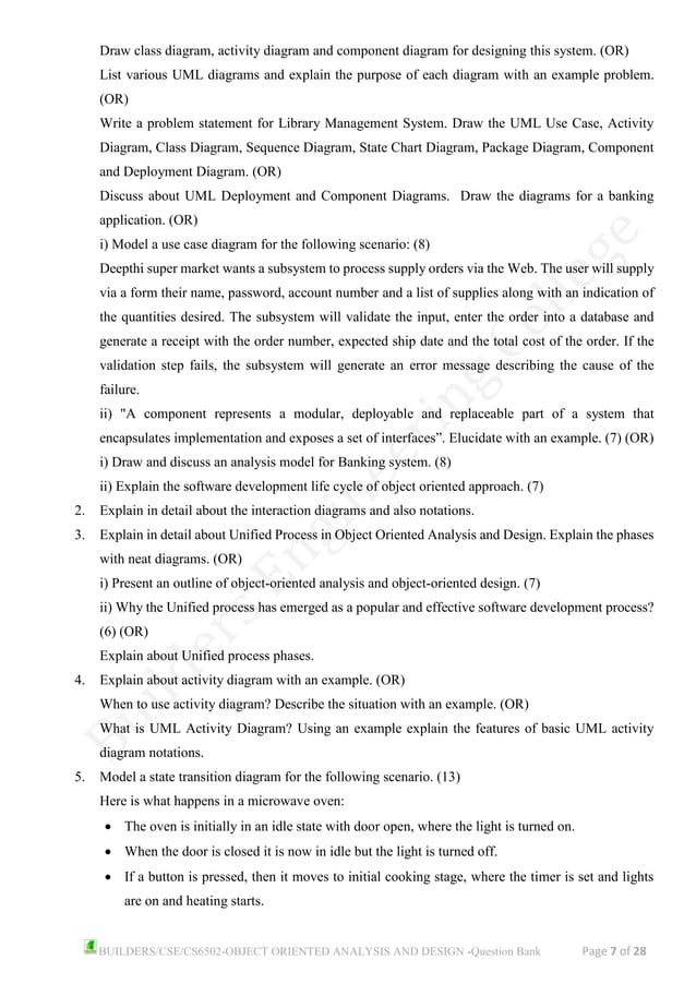 CS6502 OOAD - Question Bank and Answer | PDF