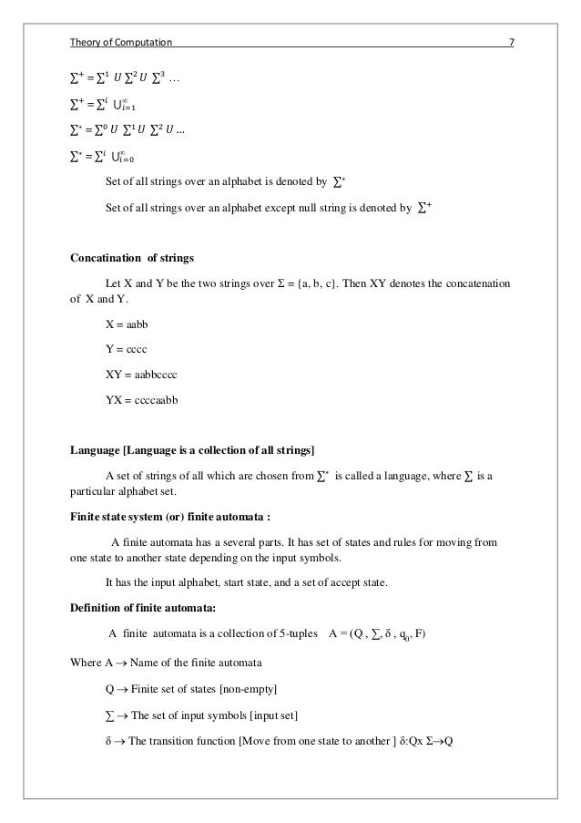 Cs6503 theory of computation book notes Cs6503 theory of computation book notes