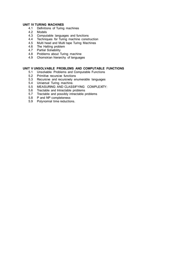 Cs6503 theory of computation syllabus | DOCX | Programming Languages ...