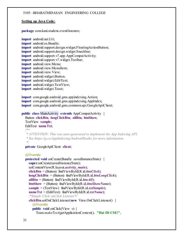 Cs 6611 mad lab manual | PDF